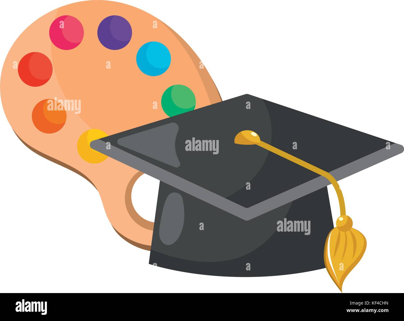 art palette object with cap graduation design Stock Vector Image & Art ...
