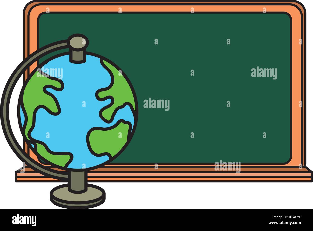 blackboard object with earth planet map desk Stock Vector Image & Art ...