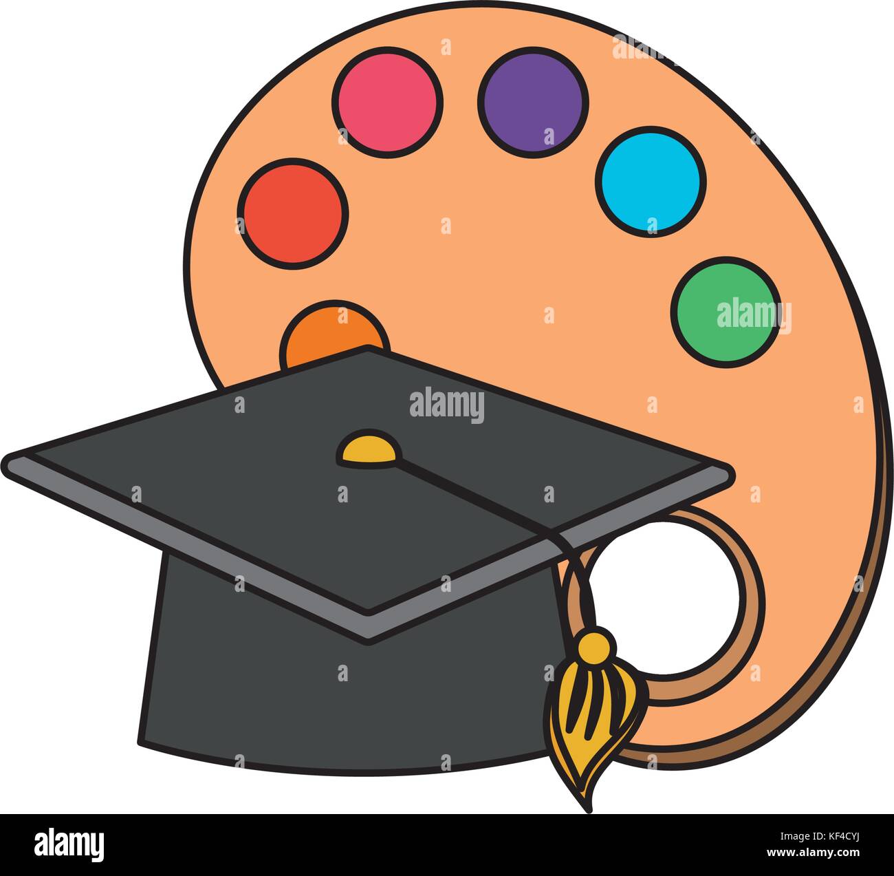 art palette object with cap graduation design Stock Vector Image & Art ...