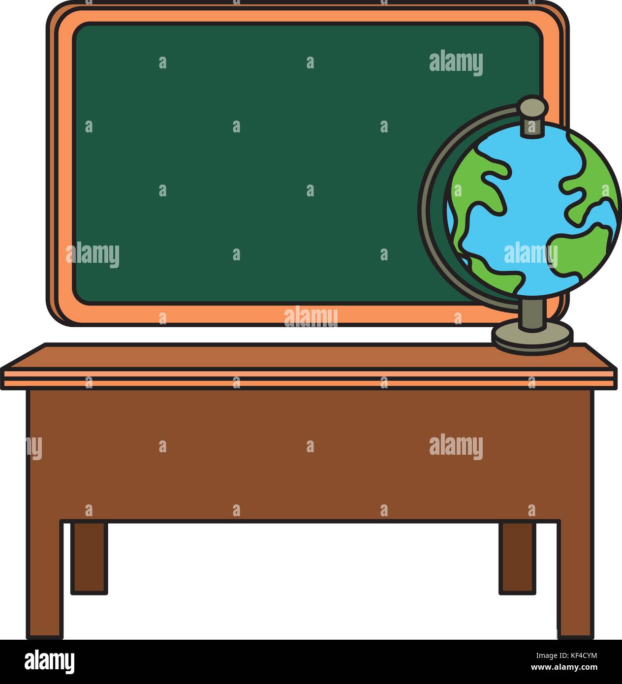 blackboard object and wood desk with global map Stock Vector Image ...