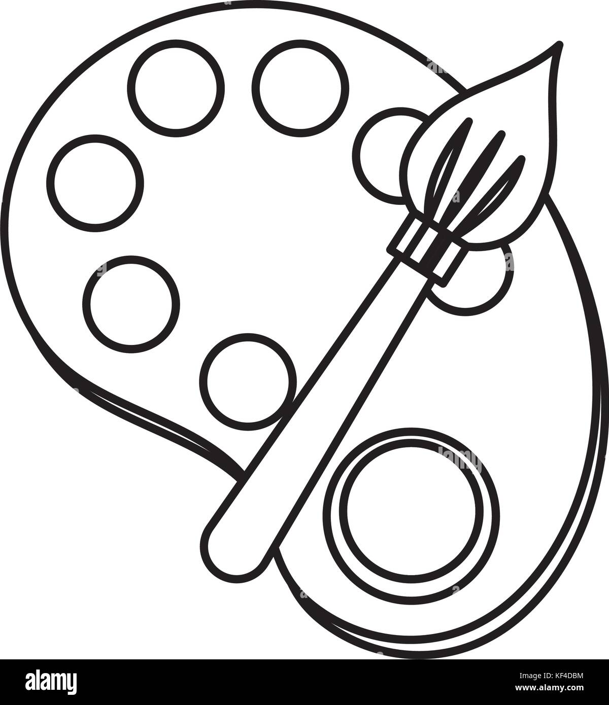 line art palette with brush paint object Stock Vector Image & Art - Alamy