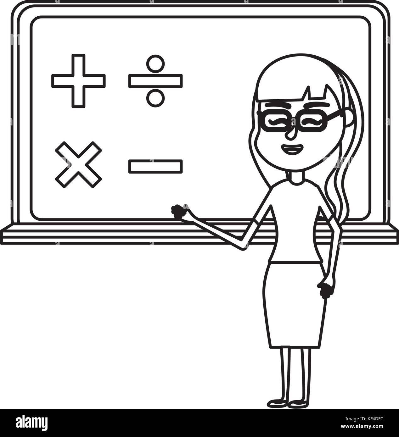 line woman teacher teaching to the student in the blackboard Stock ...