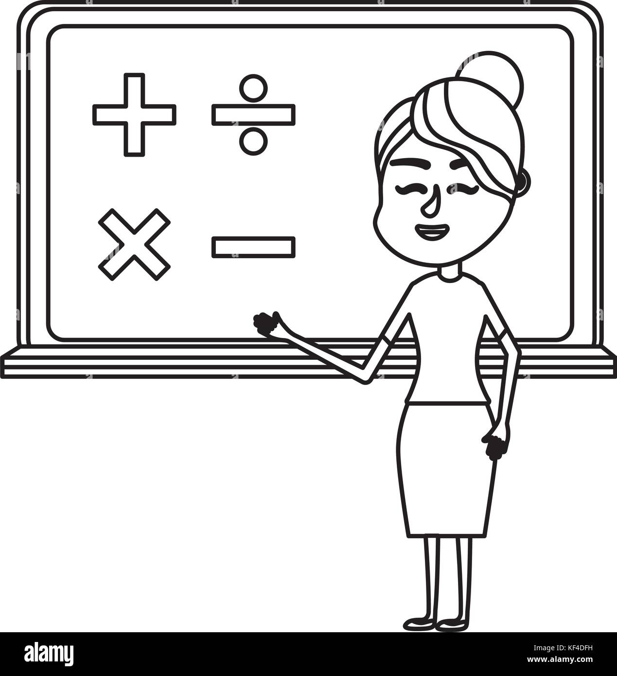 line woman teacher teaching to the student in the blackboard Stock ...