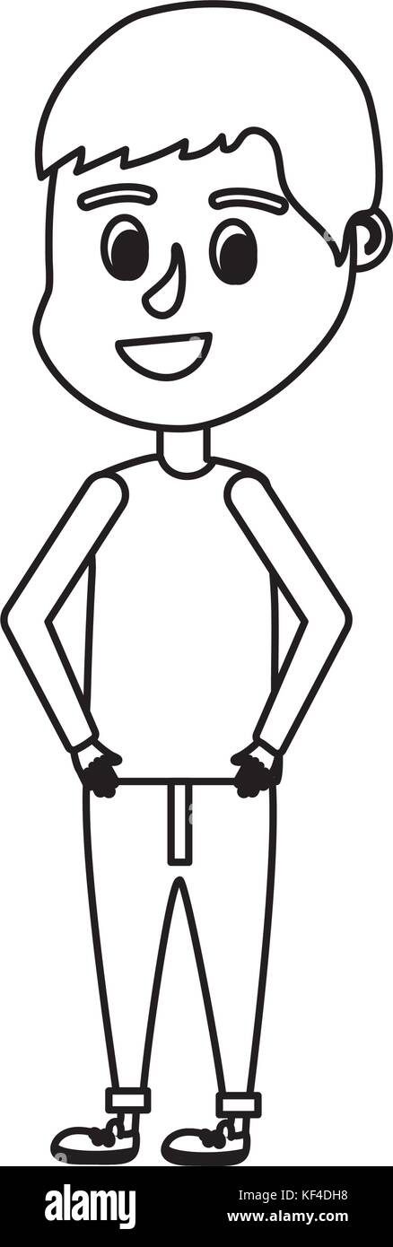 line boy with hairstyle design and casual clothes Stock Vector Image ...