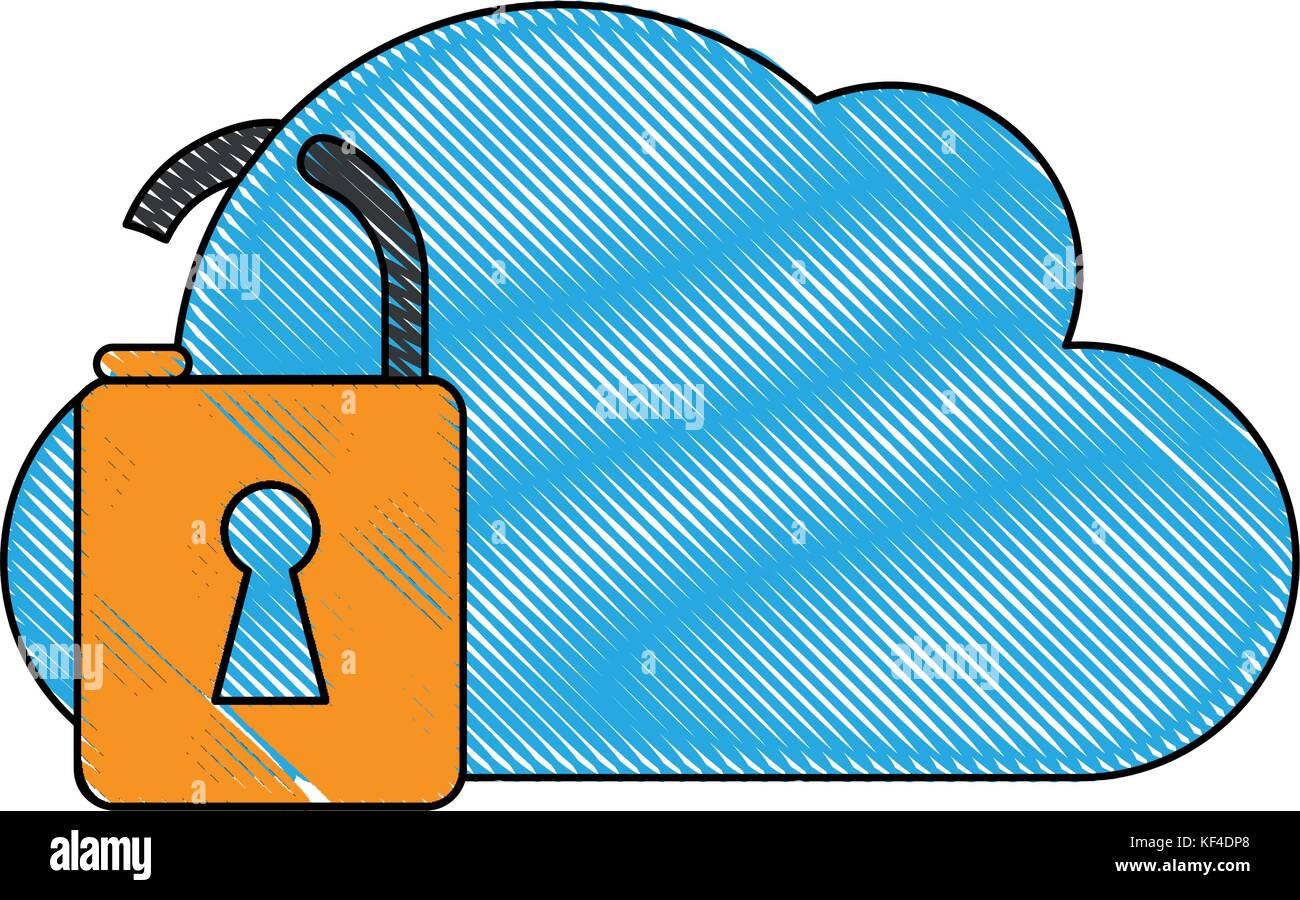 cloud storage with safety lock icon image Stock Vector Image & Art - Alamy