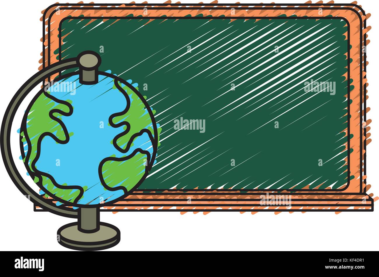 blackboard object with earth planet map desk Stock Vector Image & Art ...
