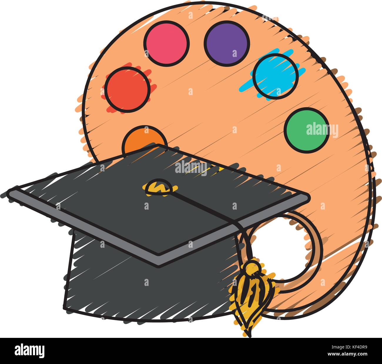 art palette object with cap graduation design Stock Vector Image & Art ...