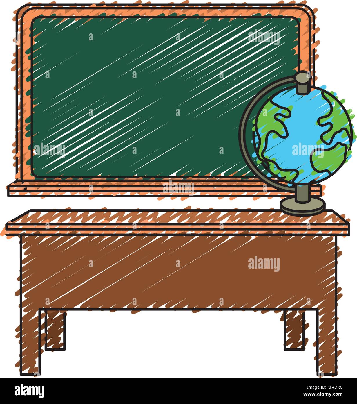 blackboard object and wood desk with global map Stock Vector Image ...