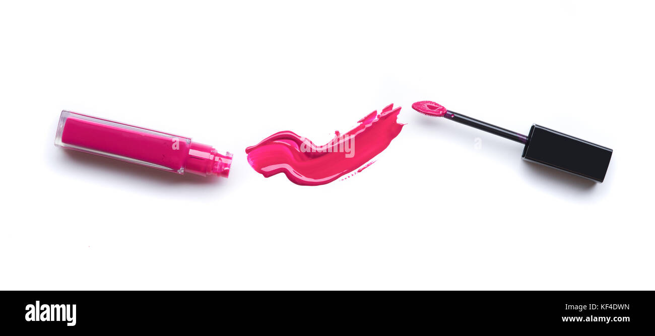 Compilation from liquid lipstick with a single color swipe Stock Photo ...