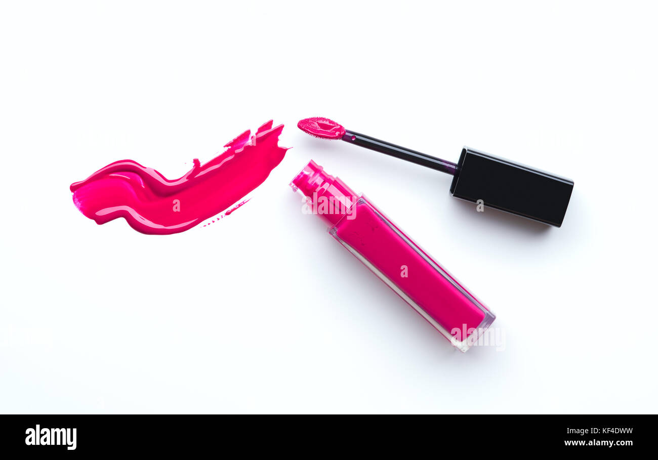 Compilation from liquid lipstick with a single color swipe Stock Photo ...