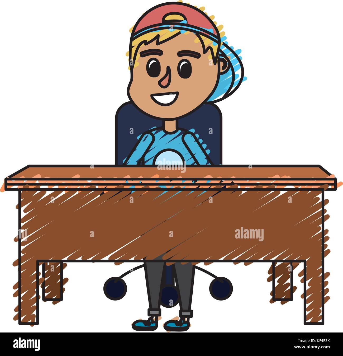 Student desk writing books Stock Vector Images - Alamy