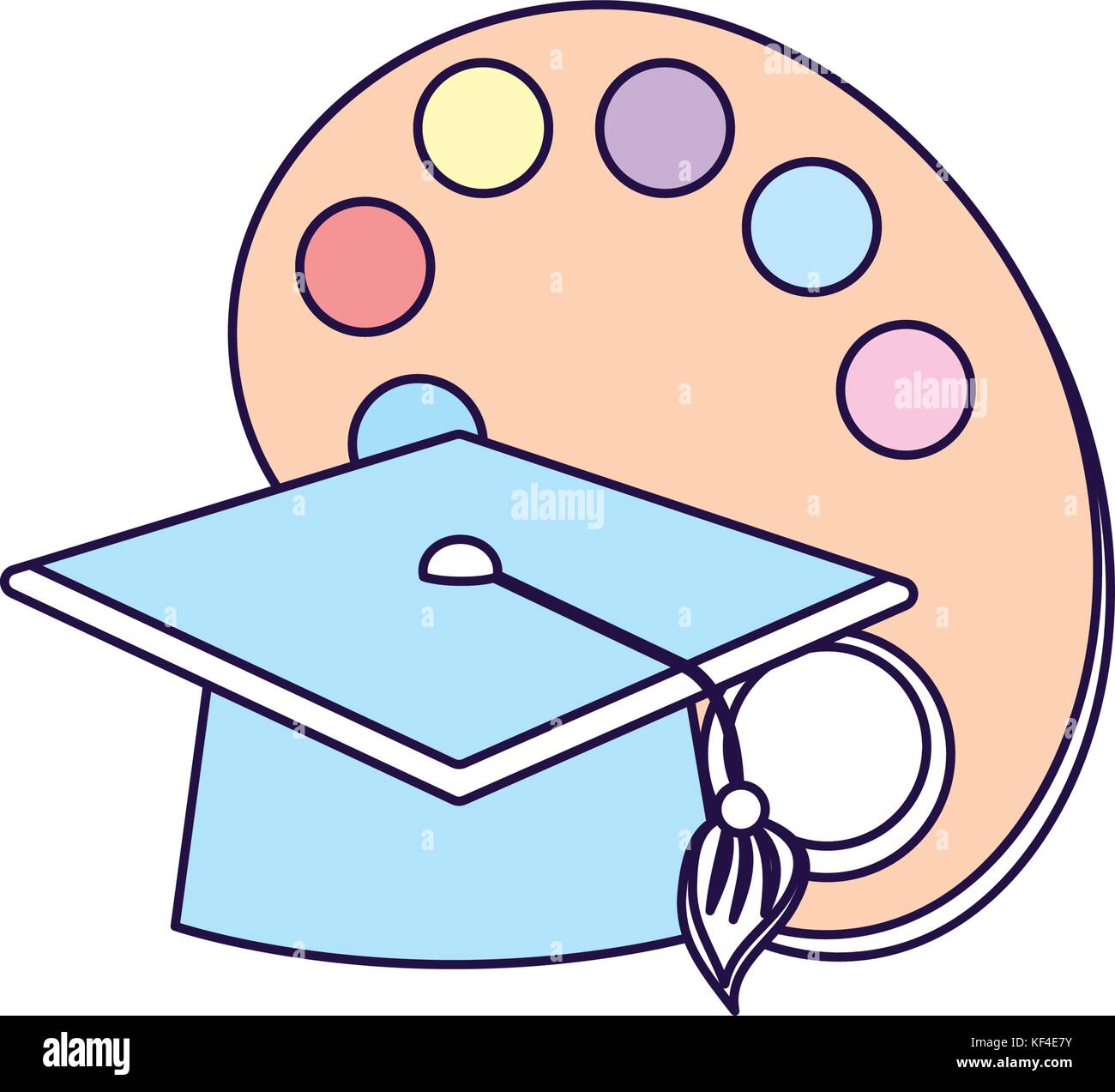 art palette object with cap graduation design Stock Vector Image & Art ...