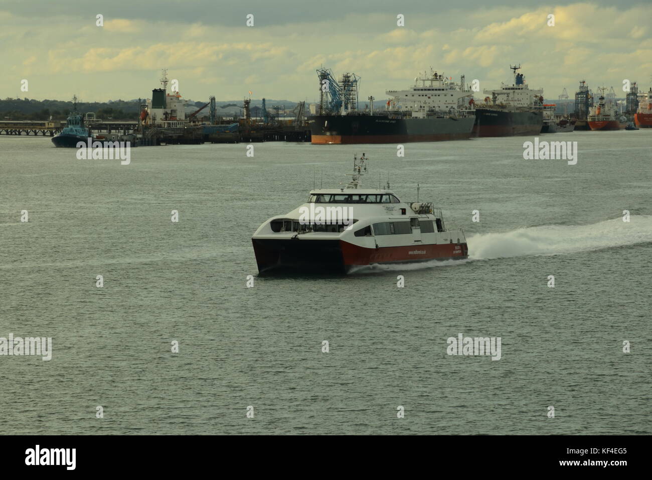 Red jet ferry Stock Photo - Alamy