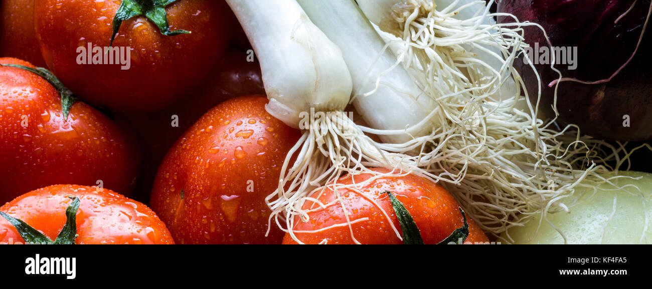 Fresh Organic Vegetables in Water Drops Close Up Stock Photo - Alamy