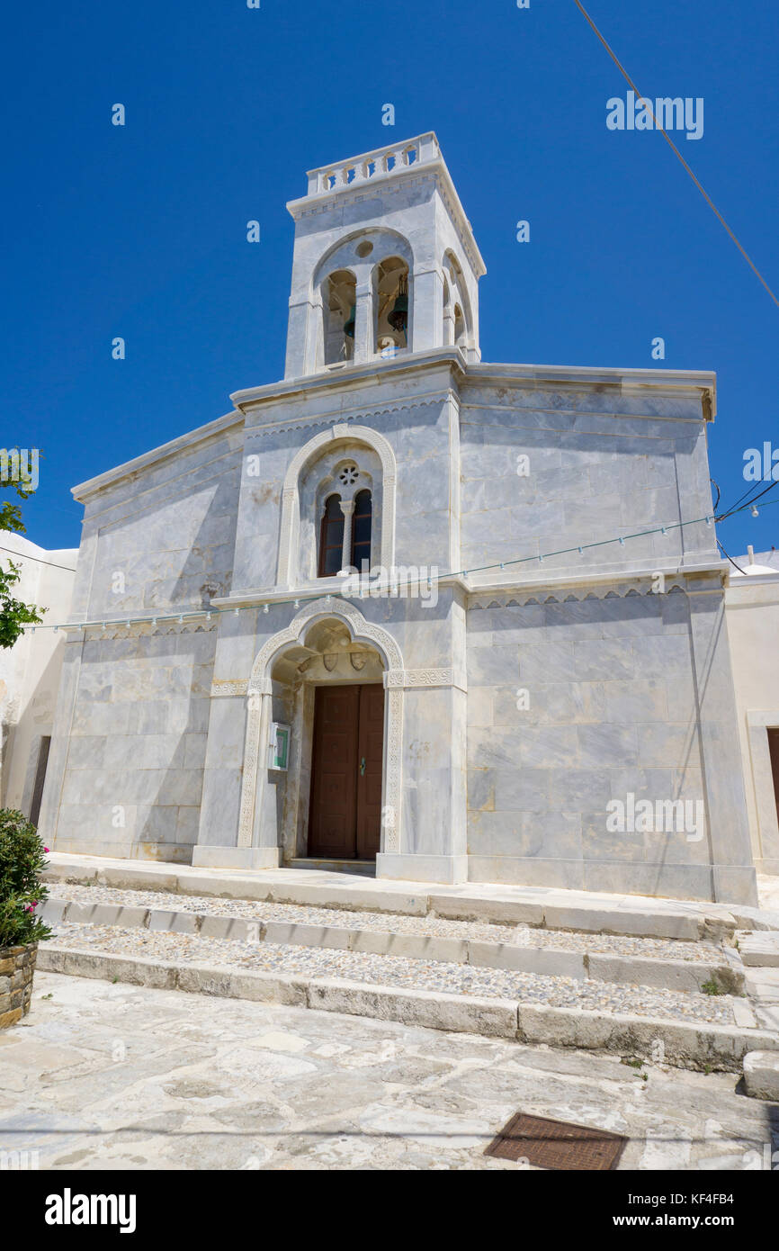 Catholic cathedral with marbled facade at Castro, above Naxos-town ...