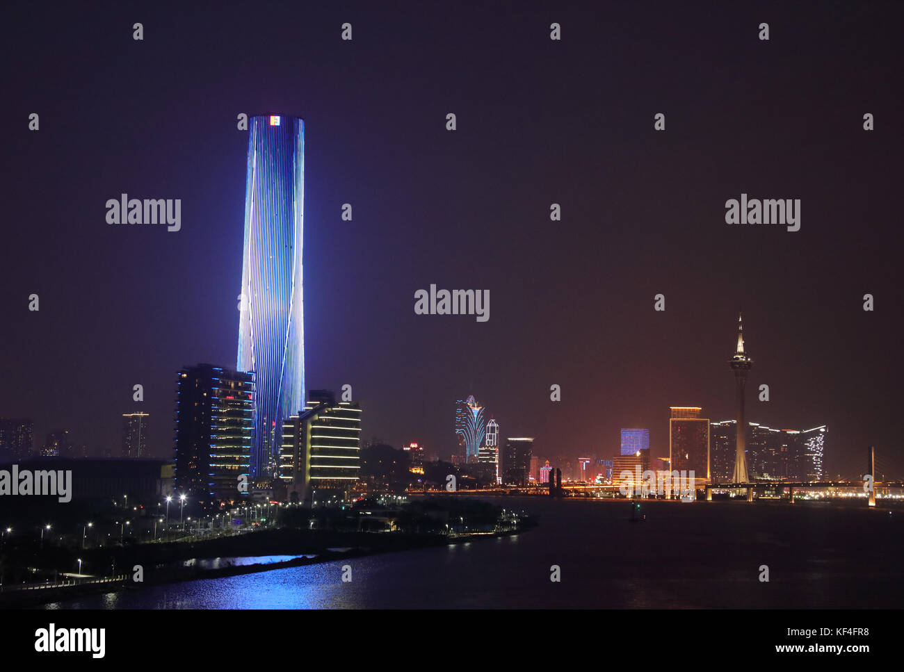 Night view of city architecture in Zhuhai City,Guangdong Province,China ...