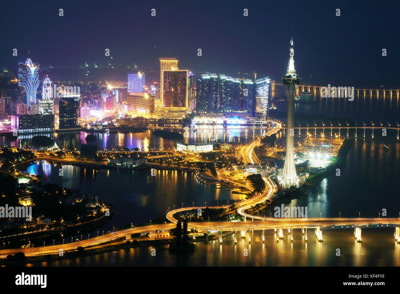 Night view of city building in Macao Stock Photo - Alamy
