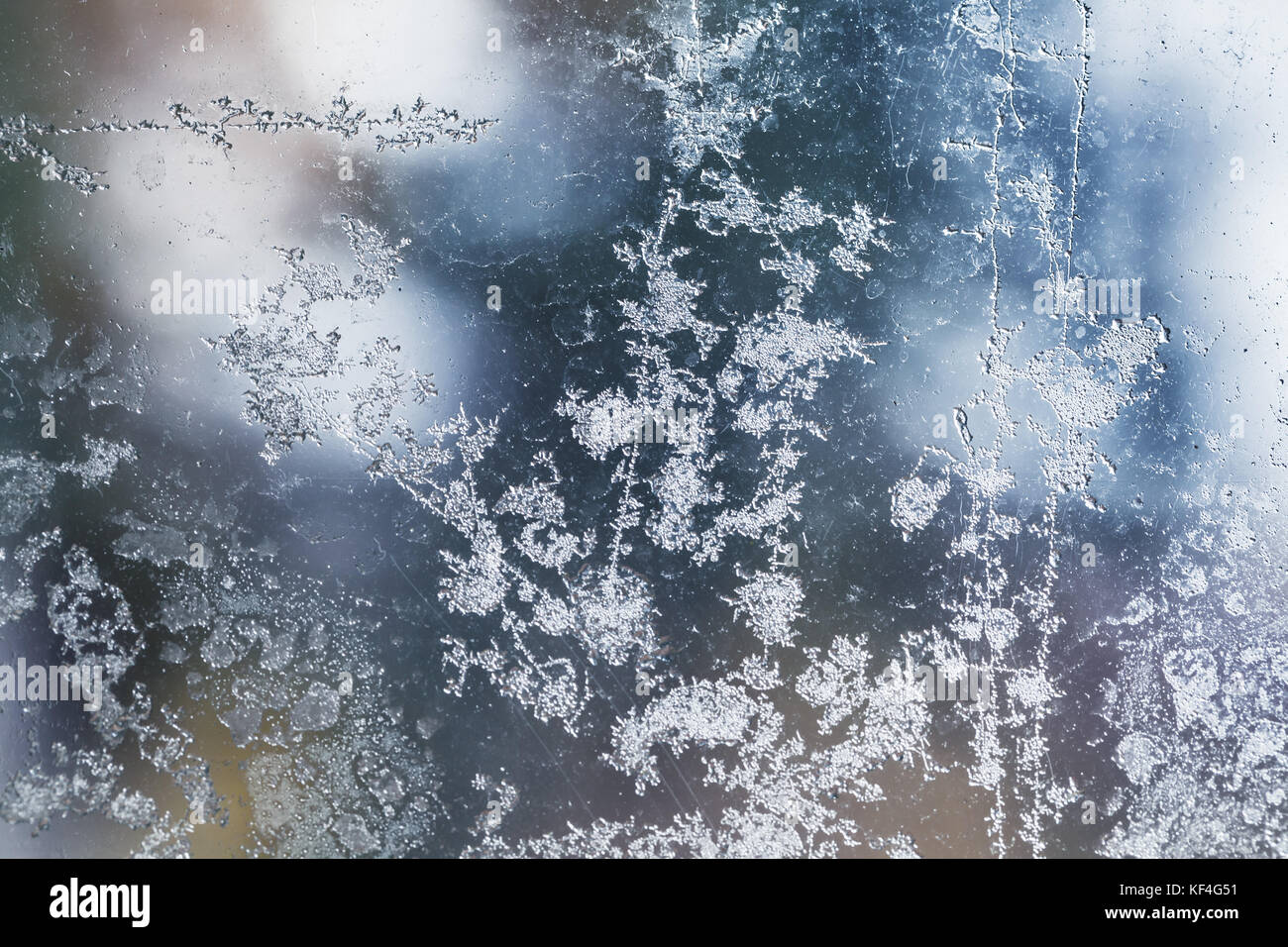 Frost pattern on window glass close up abstract background photo ...