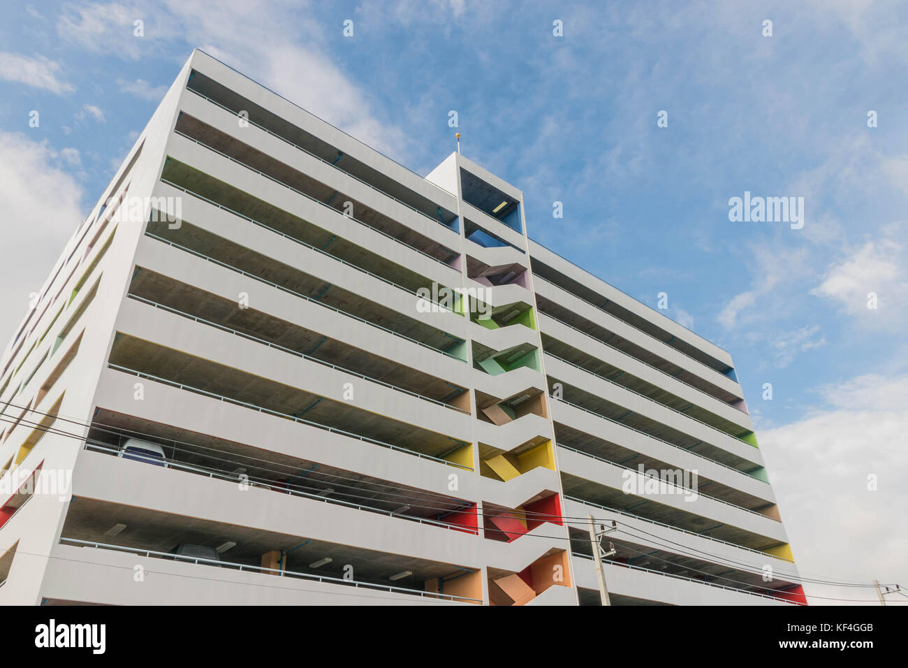 Abstract soft blurred and soft focus structure, building, car parking ...