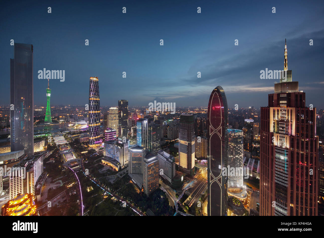 Night view of Guangzhou city building in Guangdong province,China Stock ...