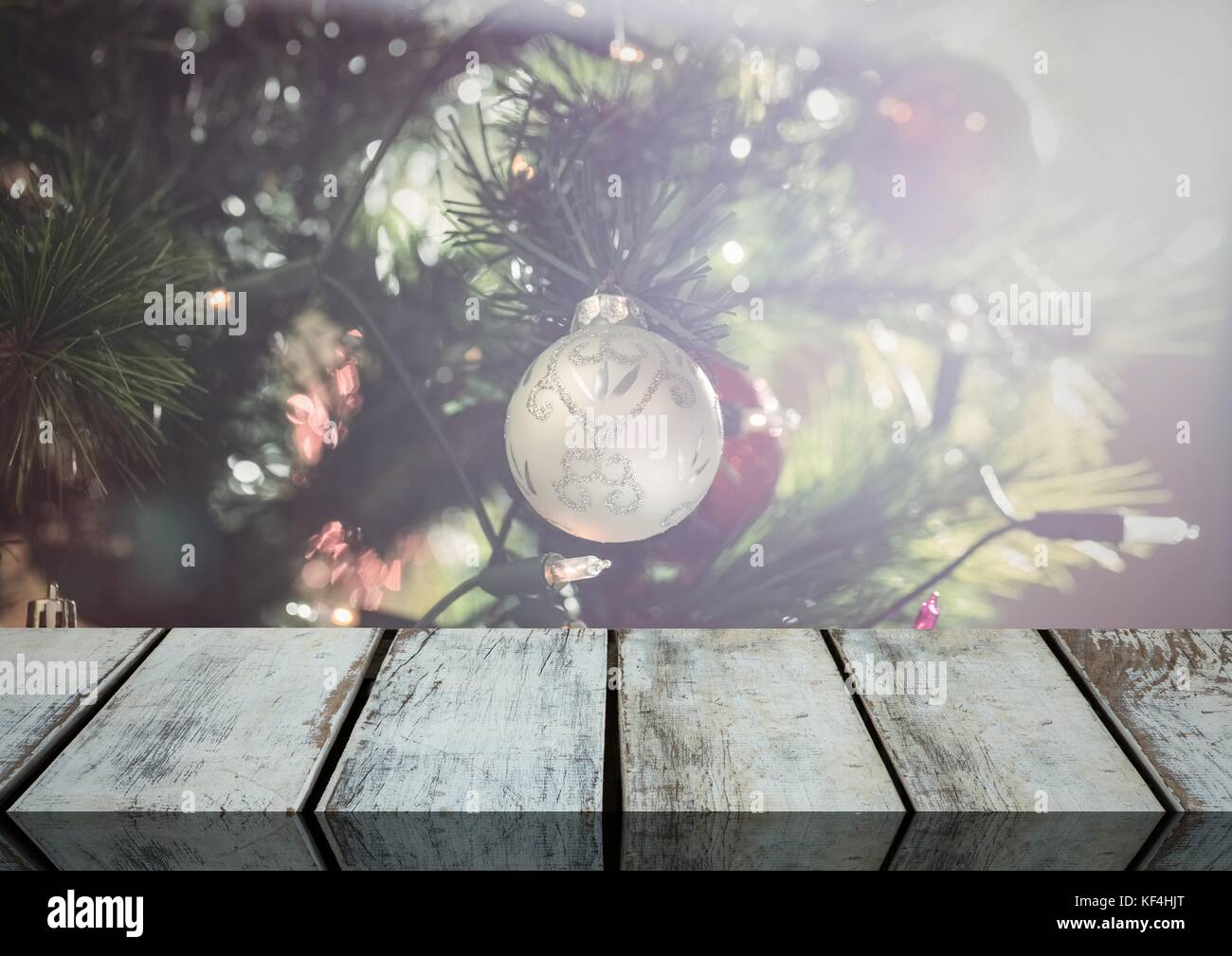 Digital composite of Wooden floor with Christmas theme background Stock ...