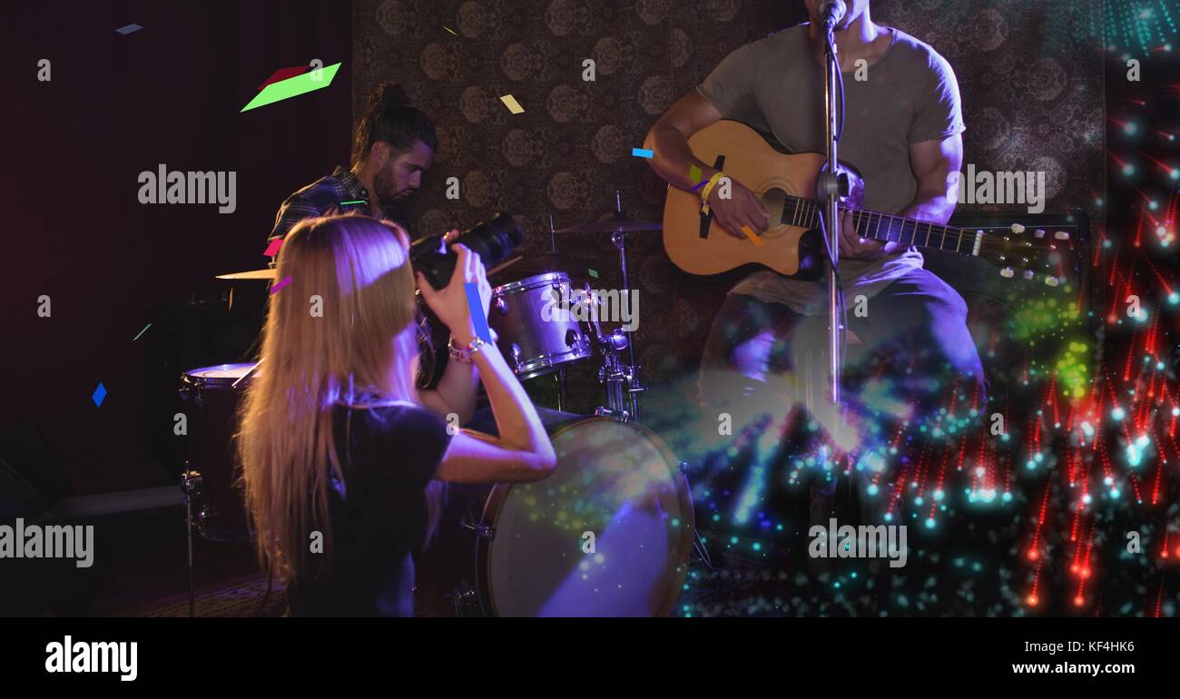 Digital composite of band playing at concert with transition Stock ...