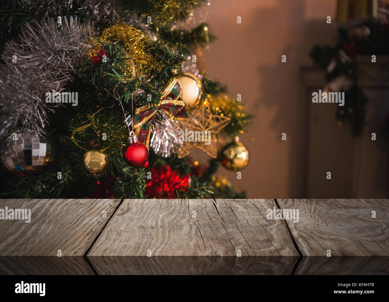Digital composite of Wooden floor with Christmas theme background Stock ...
