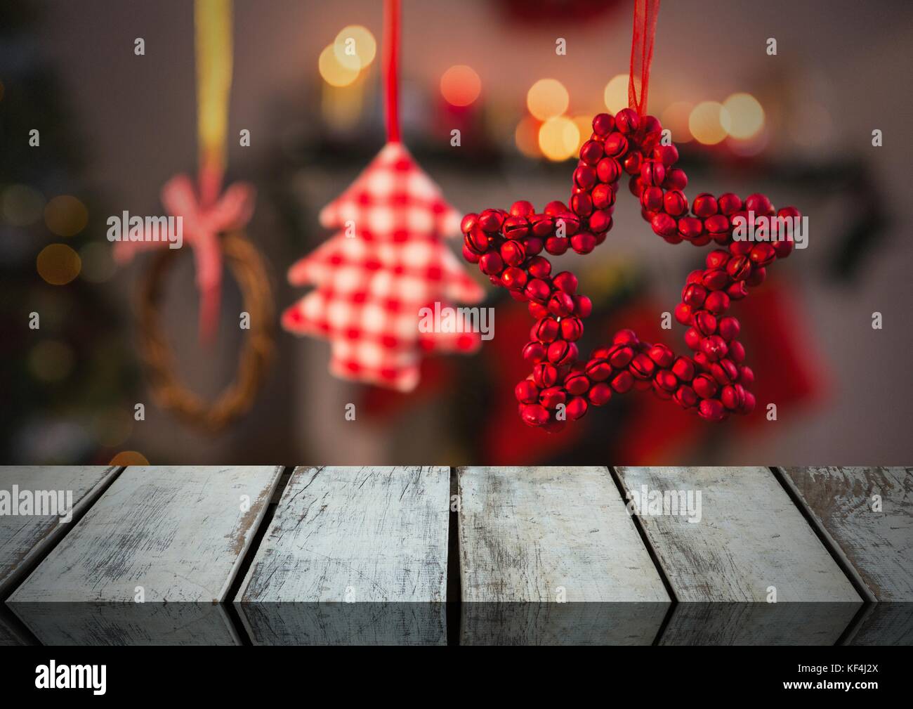 Digital composite of Wooden floor with Christmas theme background Stock ...