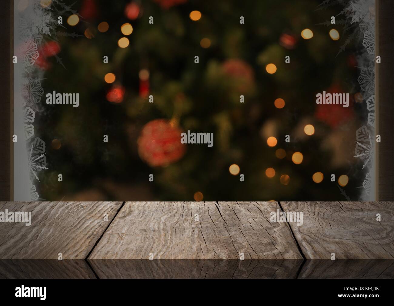 Digital composite of Wooden floor with Christmas theme background Stock ...