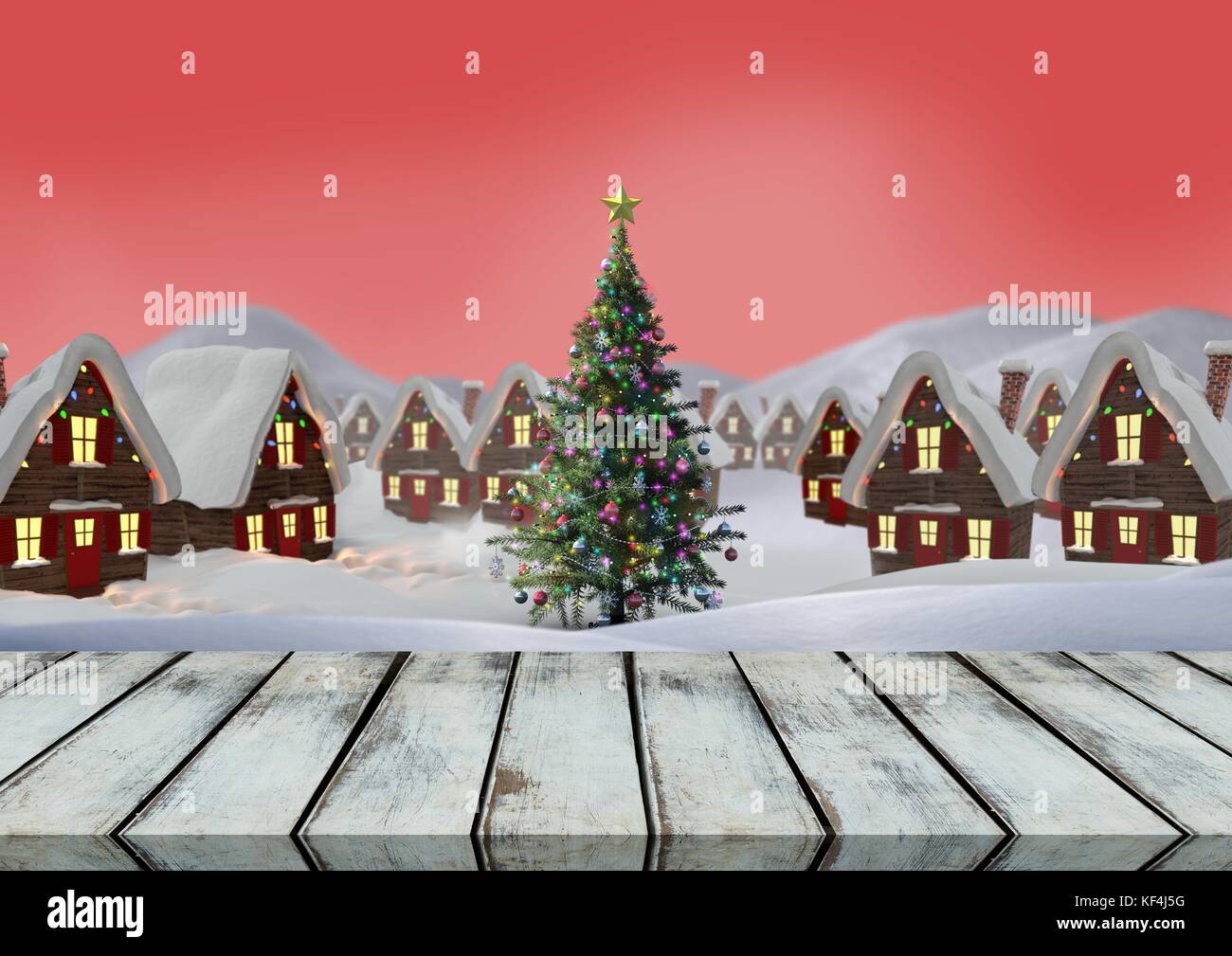 Digital composite of Wooden floor with Christmas theme background Stock ...