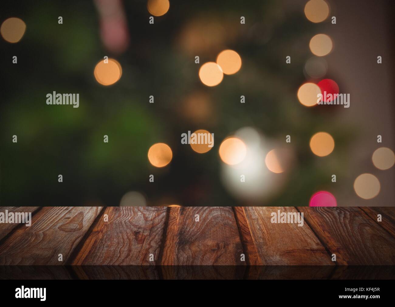 Digital composite of Wooden floor with Christmas theme background Stock ...