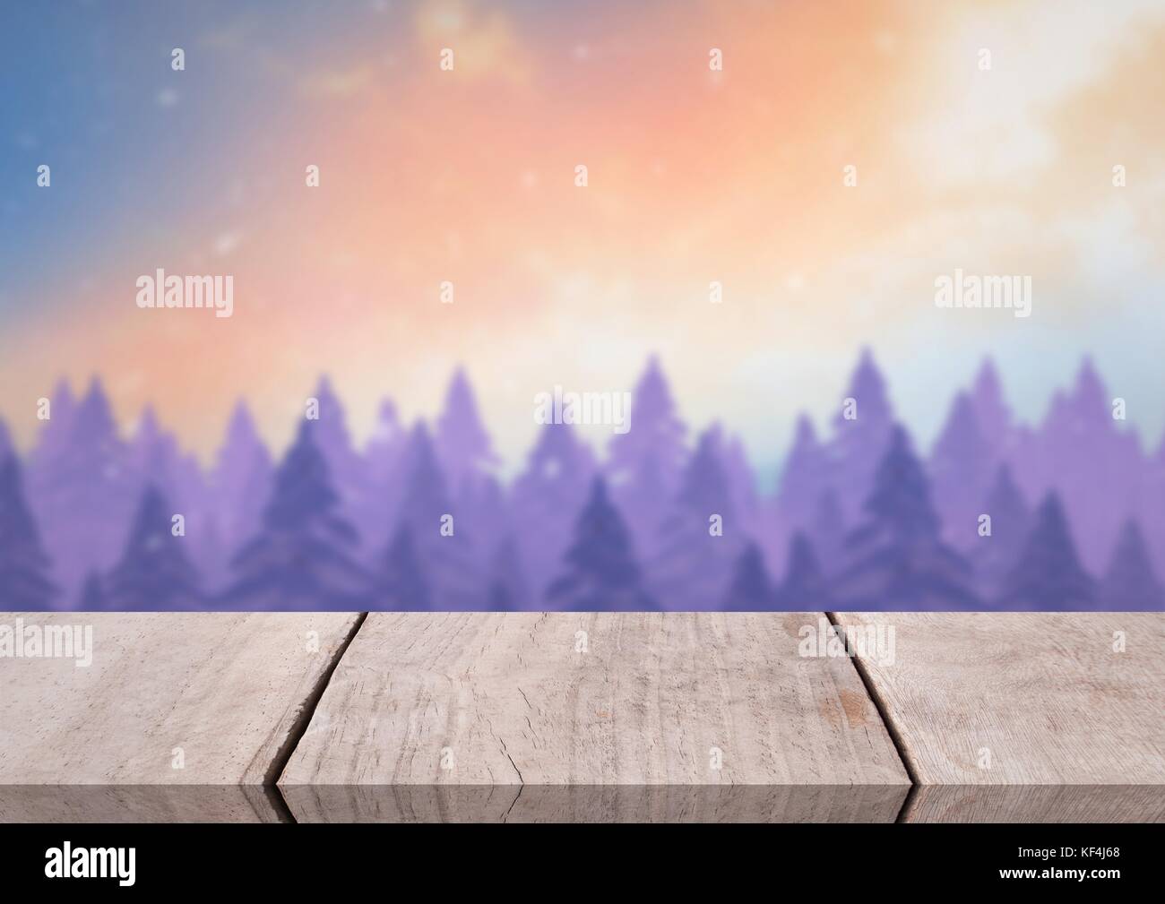 Digital composite of Wooden floor with Winter theme background Stock ...