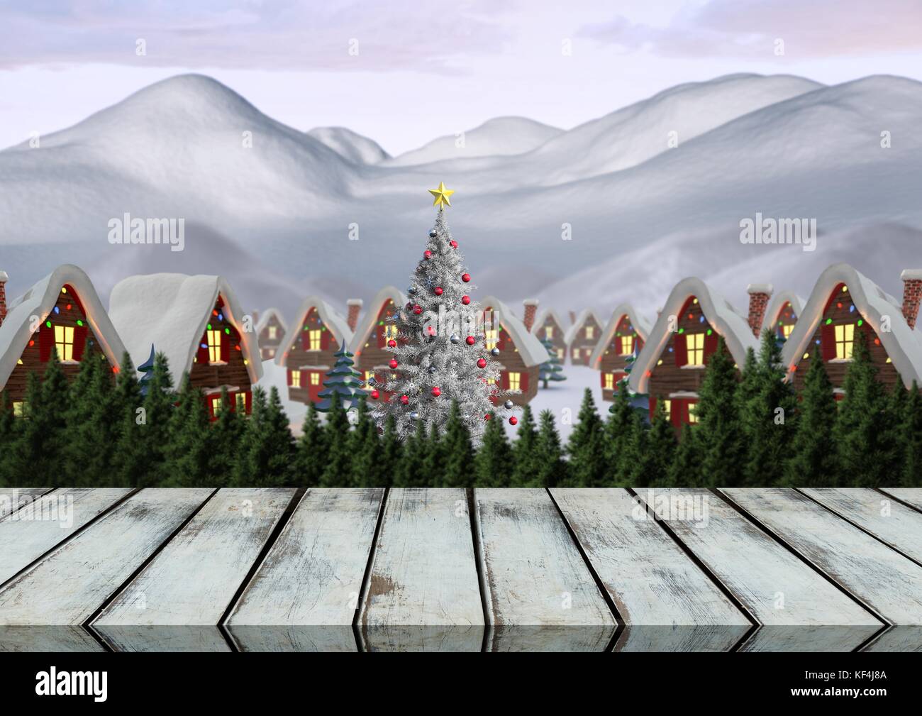 Digital composite of Wooden floor with Christmas theme background Stock ...