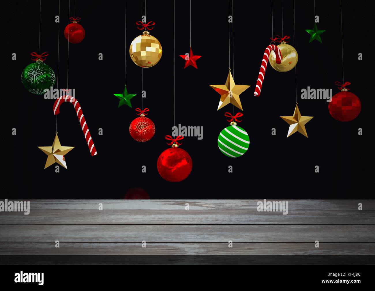 Digital composite of Wooden floor with Christmas theme background Stock ...