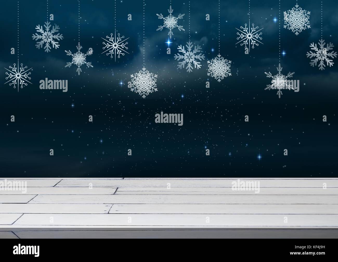 Digital composite of Wooden floor with Christmas theme background Stock ...