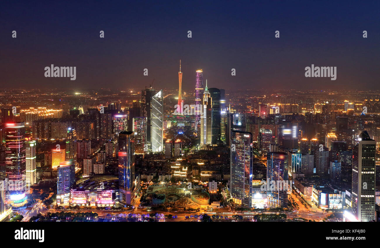 Night view of Guangzhou city building in Guangdong province,China Stock ...