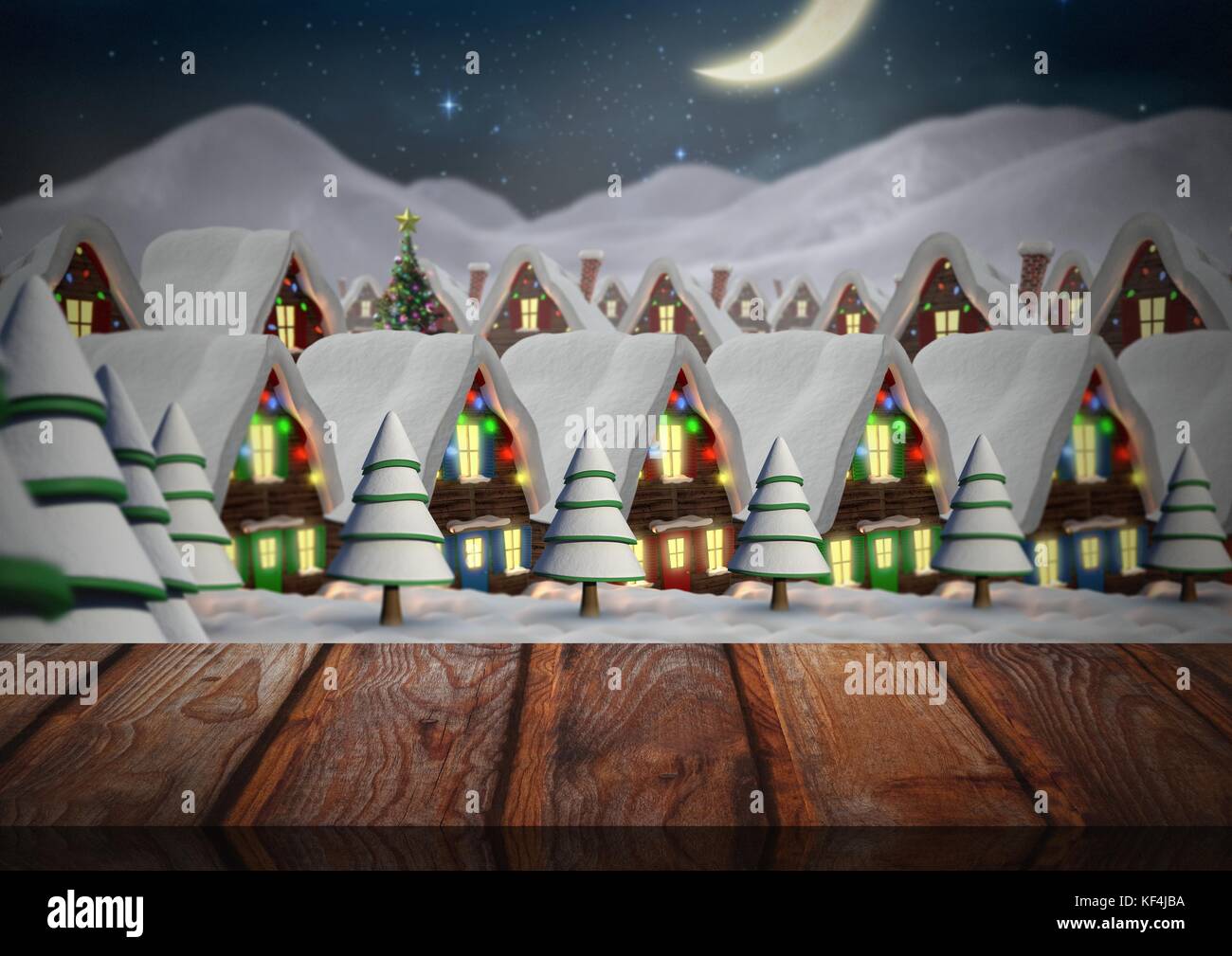 Digital composite of Wooden floor with Christmas theme background Stock ...