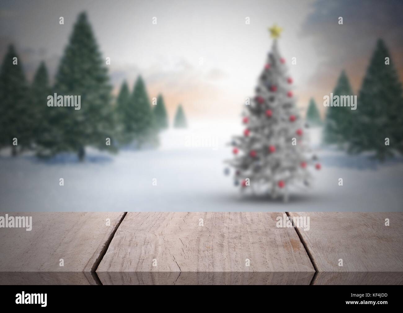 Digital composite of Wooden floor with Christmas theme background Stock ...