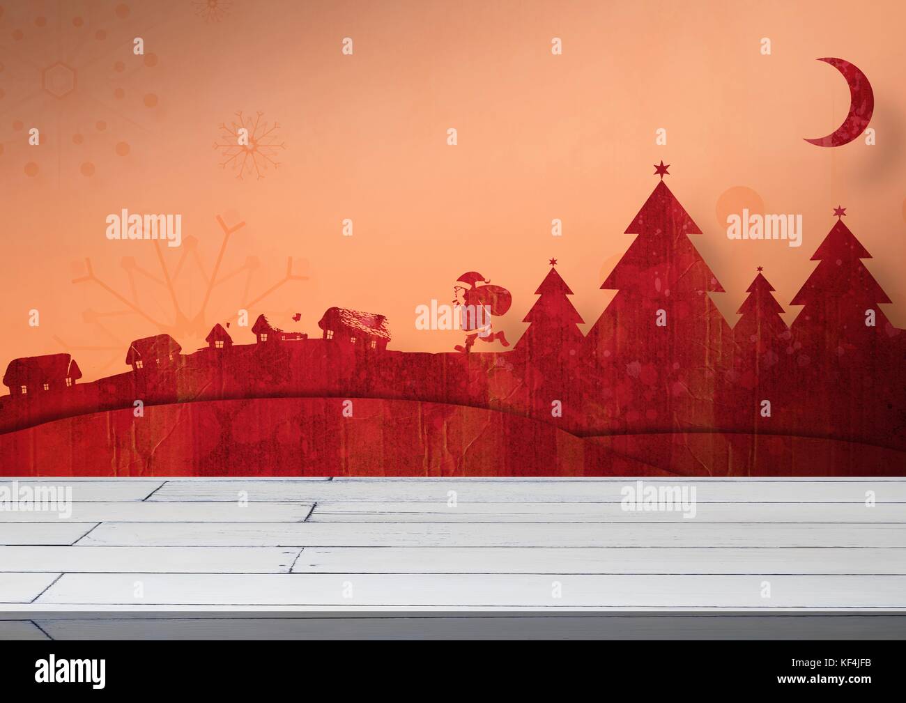 Digital composite of Wooden floor with Christmas theme background Stock ...