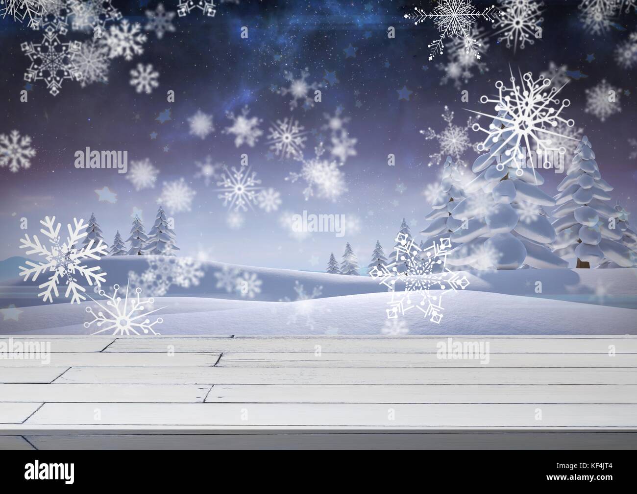 Digital composite of Wooden floor with Christmas theme background Stock ...