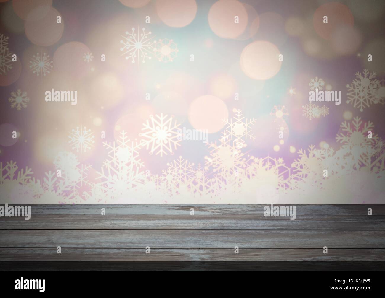 Digital composite of Wooden floor with Christmas theme background Stock ...