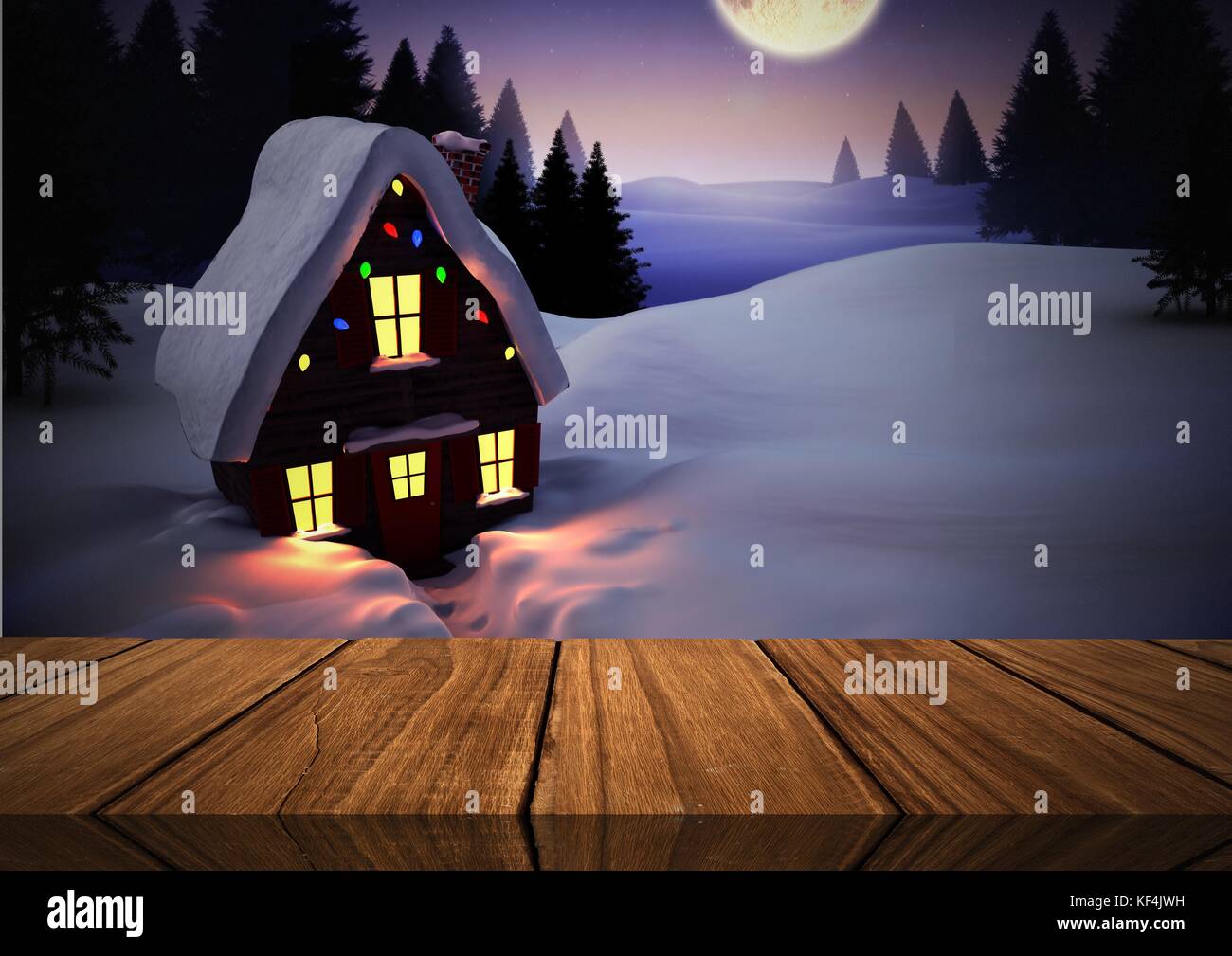 Digital composite of Wooden floor with Christmas theme background Stock ...