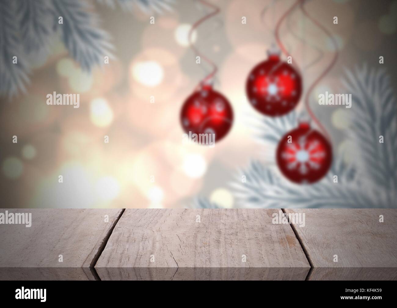 Digital composite of Wooden floor with Christmas theme background Stock ...