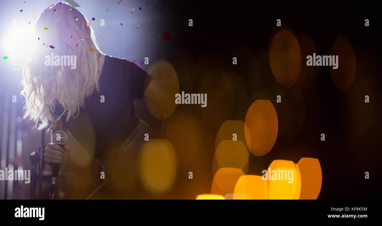 Digital composite of girl singing at concert with transition Stock ...