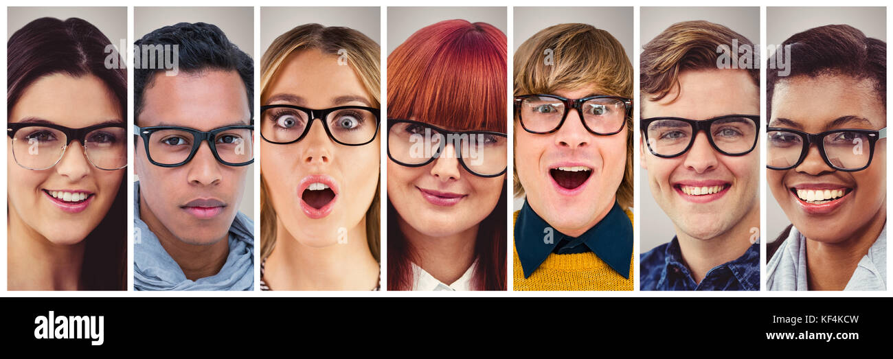 People collage portrait 7 wide Stock Photo - Alamy