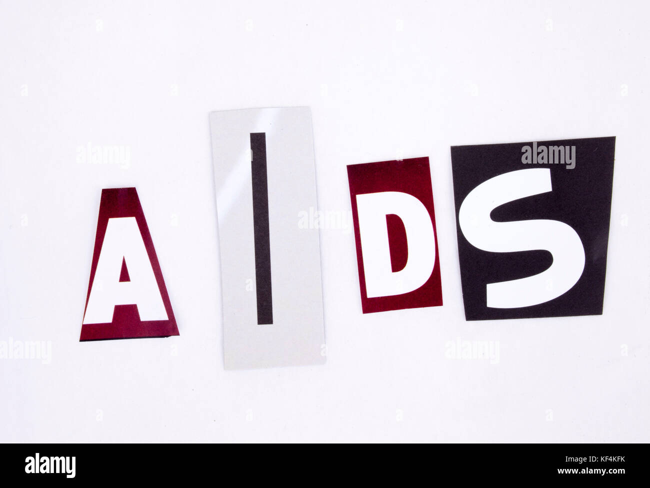 A word text writing AIDS made of different magazine newspaper letter ...
