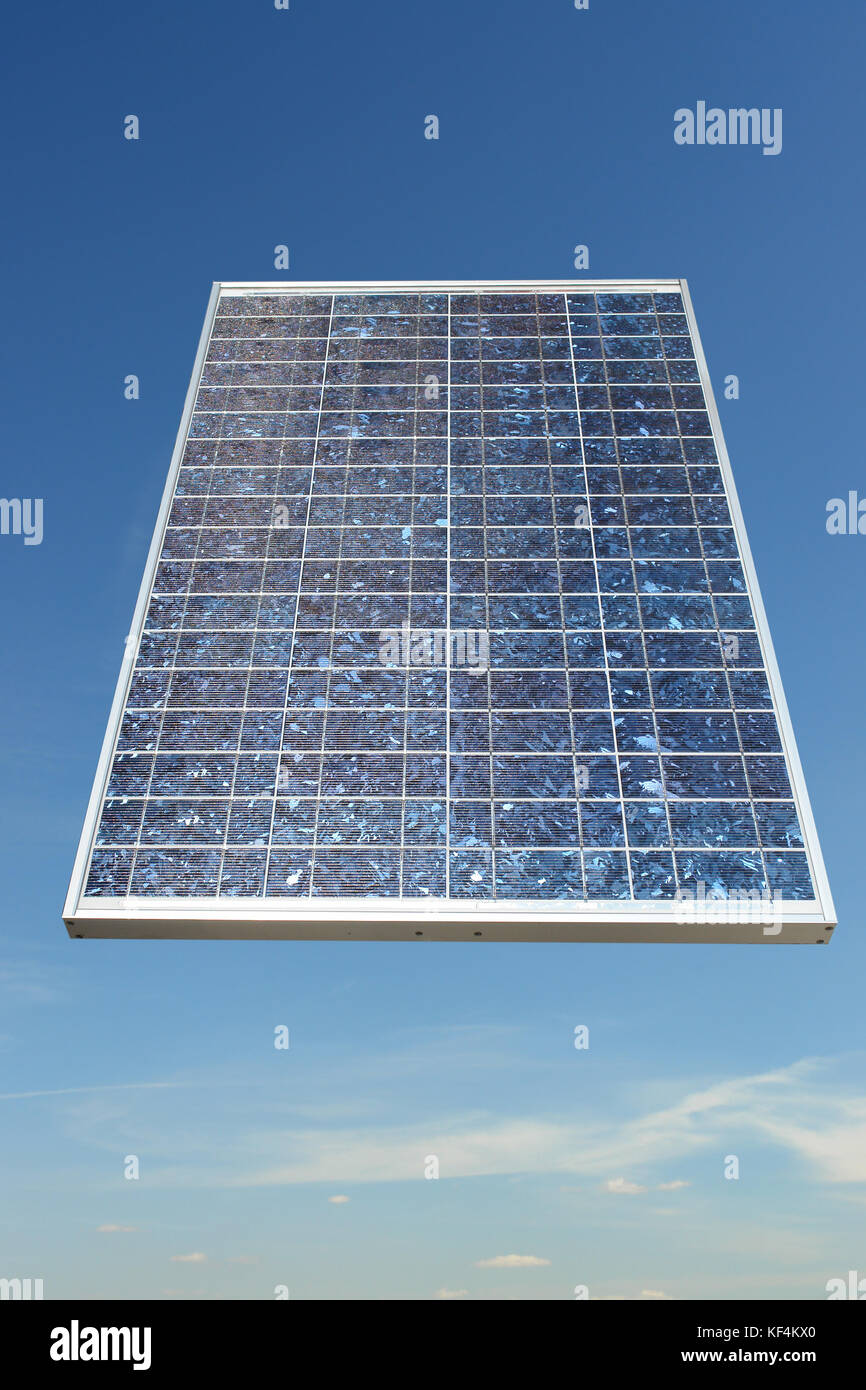 Solar cell panel over blue sky Stock Photo - Alamy