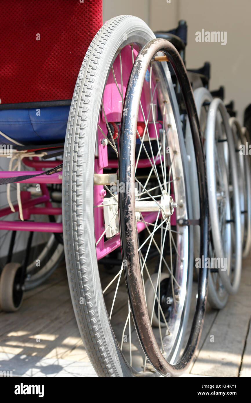 Closeup shot of row of active wheelchairs Stock Photo - Alamy