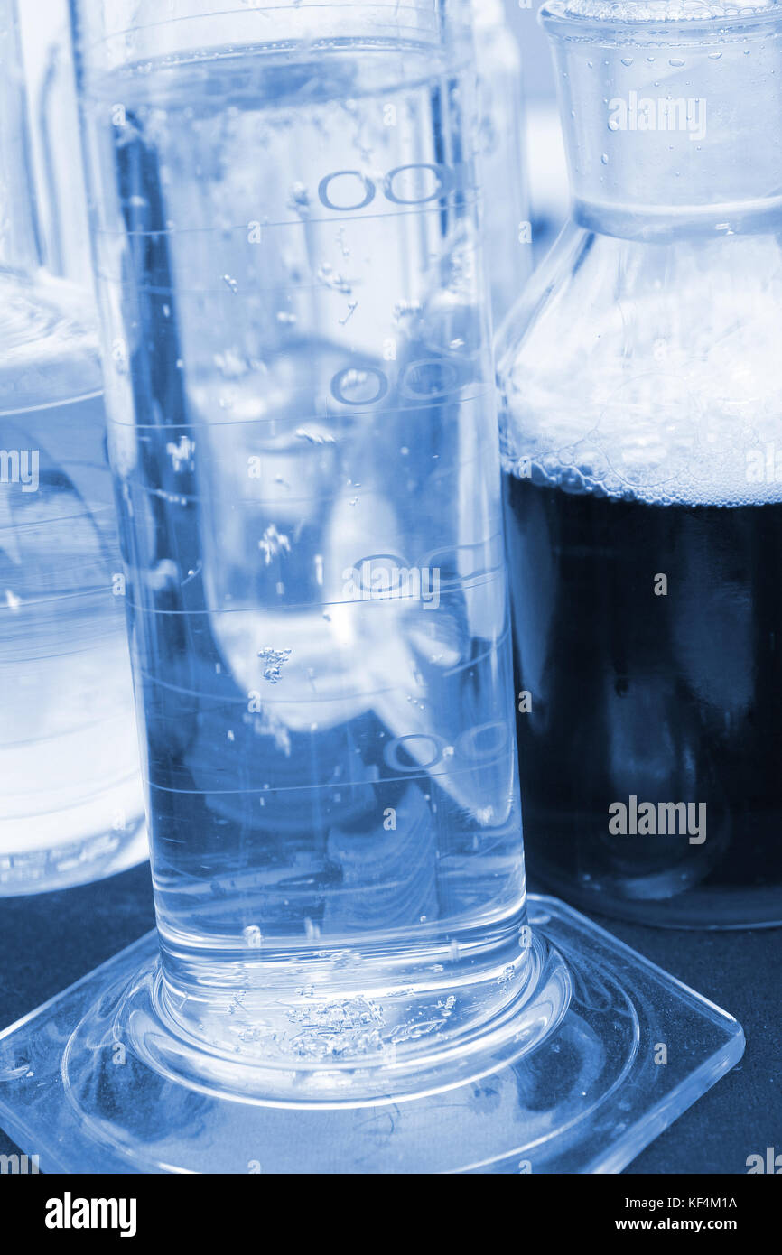 Monochromatic shot of test tubes filled with chemical substances Stock ...