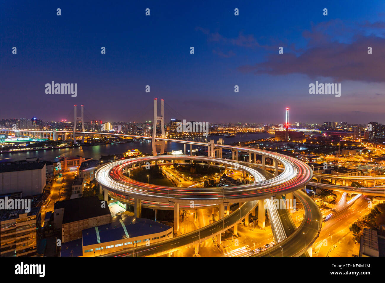 Night view of of Nanpu bridge in Shanghai Stock Photo - Alamy